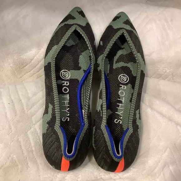 Rothy's | Shoes | Rothys The Point Olive Camo Knit Pointy Toe Ballet ...